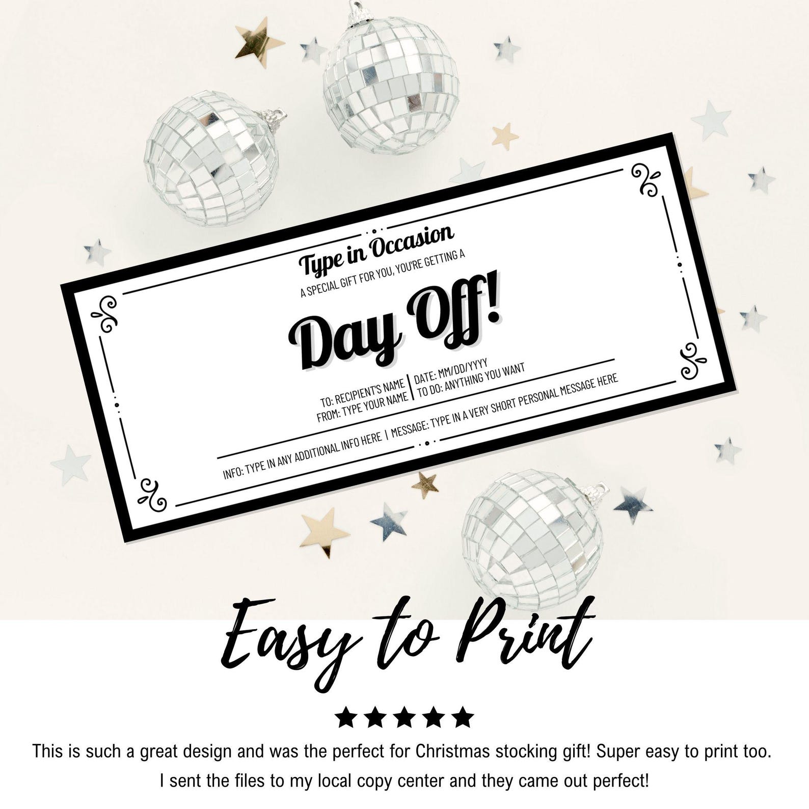 Day off Voucher for Any Occasion,surprise Gift Reveal,take a Break Day ...
