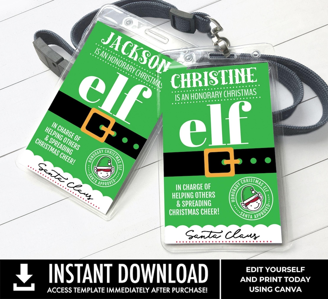 Christmas Elf Badge - Honorary Elf Badge, Elf Surveillance, Santa's ...