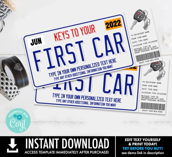 Surprise First Car Gift Voucher,License Plate Voucher,Gift Reveal,Gift ...
