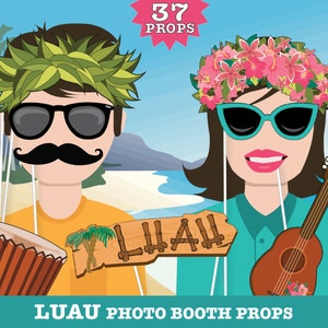 Hawaiian LUAU Photo Booth Props, Luau Props, Tropical Wedding, Shower ...
