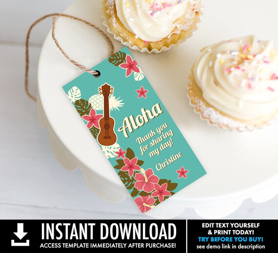 Luau Hawaiian Party Favor Tag - Hawaiian Party,Tropical Party,Summer ...