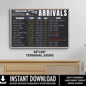 Airplane Party 48"x36" Poster, Arrival Signs, Airport Terminal Sign ...
