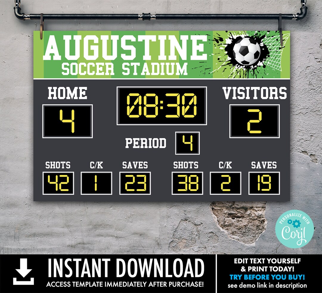 Soccer Scoreboard 36x24 Poster/sign, Scoreboard Party Sign, Birthday ...