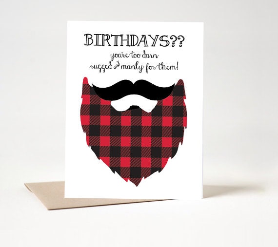 Lumberjack Birthday Card - Lumberjack Card - Beard Card - INSTANT ...