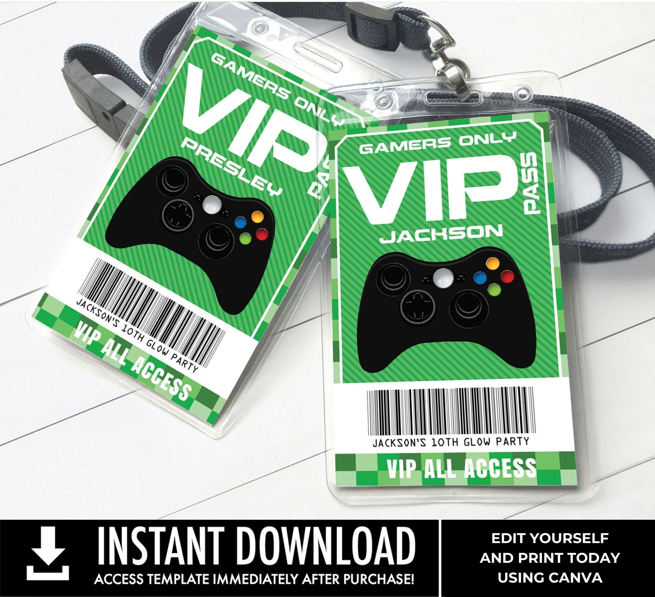 Video Game Badges - VIP Video Game I.D. Badges, Video Game Birthday ...