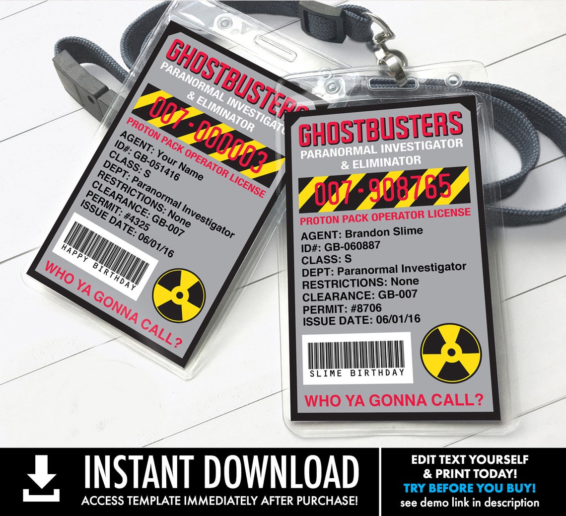 Ghost-id Badges Ghost-movie Inspired ID Badge Birthday - Etsy