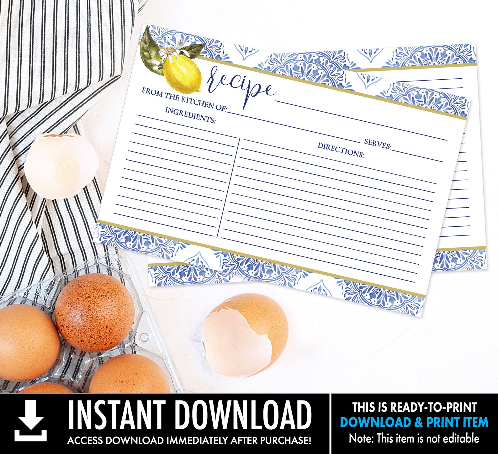 Recipe Card Recipe Request & Sign 3-piece Set-tuscan Lemon - Etsy