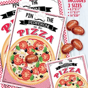 Pizza Party - Pin the Pepperoni Game - Pizza Birthday Party - Pizza ...