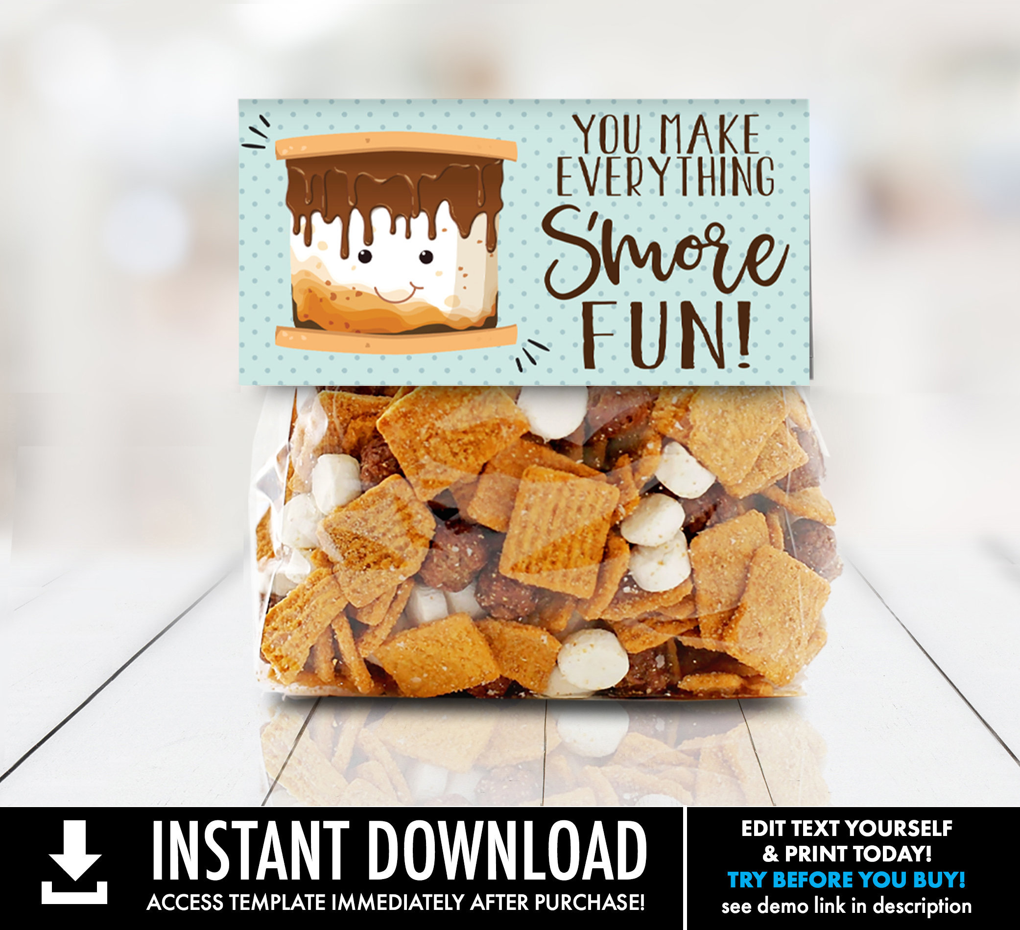 S'more Party Favor Bag Topper You Make Everything - Etsy