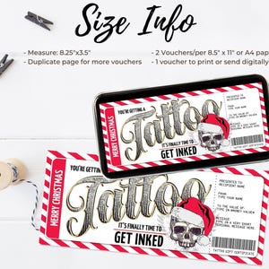 Christmas Tattoo Gift Certificate, Finally Time to Get Inked Gift ...