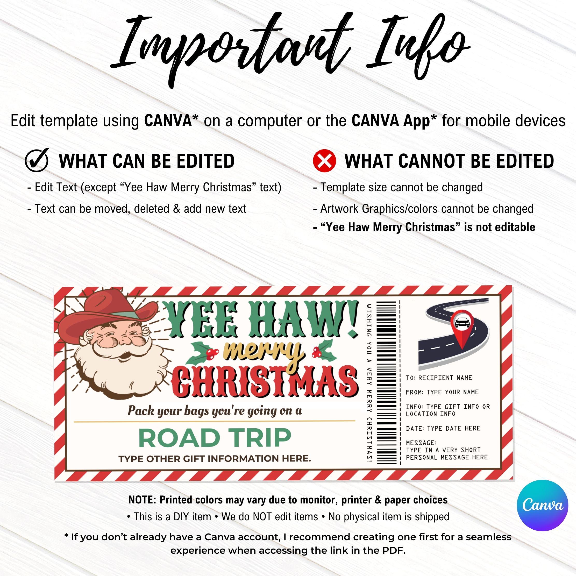 Western Santa Christmas Road Trip Surprise Ticket Gift Voucher, Road ...