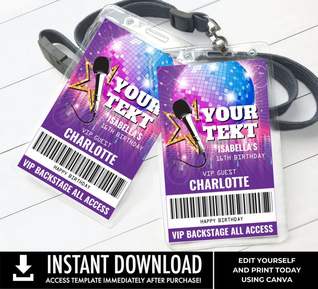 Rockstar (your Text) VIP Badge,party Like a Rock Star,rock N Roll ...