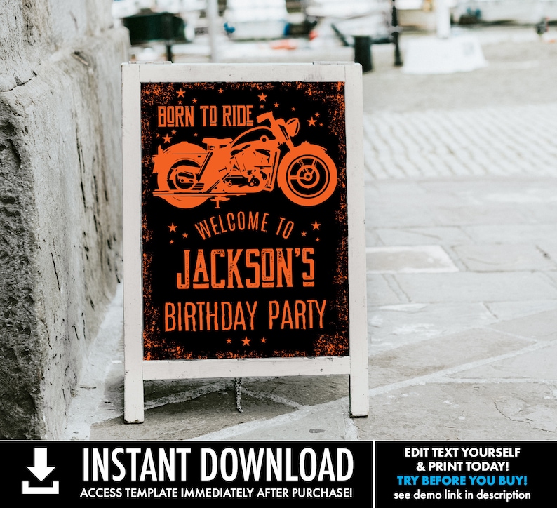 Motorcycle Birthday Welcome Sign/poster 18x24 - Etsy