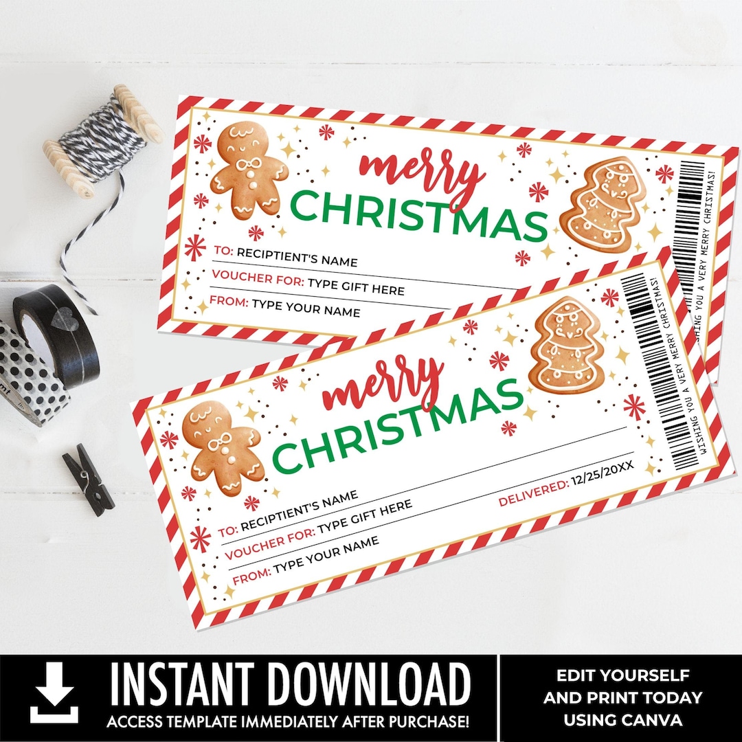 Printable Christmas Gift Voucher Template, Santa Gift Certificate Any ...