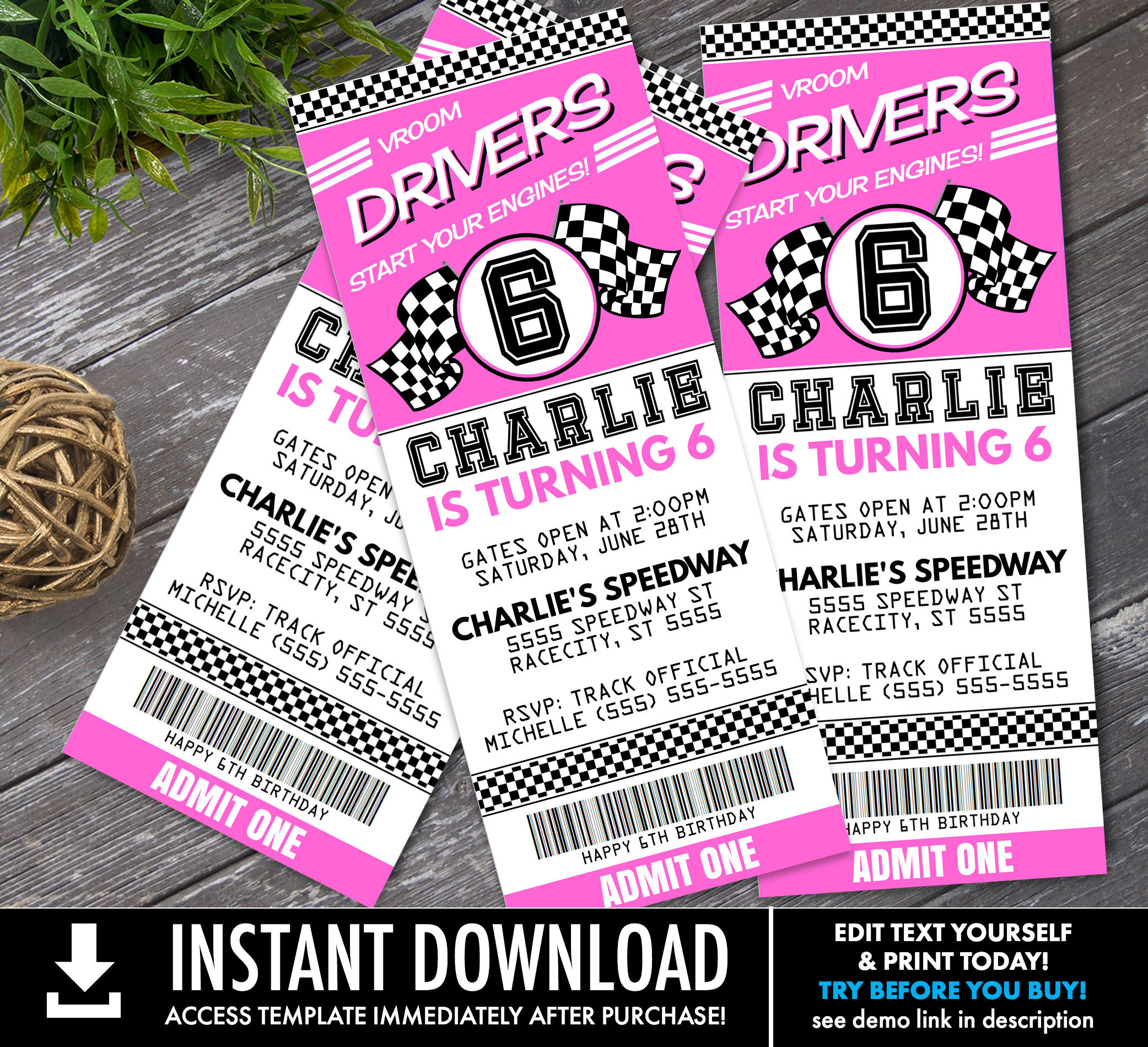Cars Ticket Invitation Cars Party Race Car Party Cars | Etsy