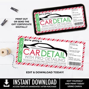 Car Detailing Christmas Gift Certificate, Car Detail Surprise Gift ...
