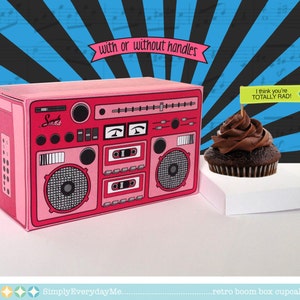 Boom Box Favor Box - Cupcake Box, 40th Birthday, 30th Birthday, 80's ...