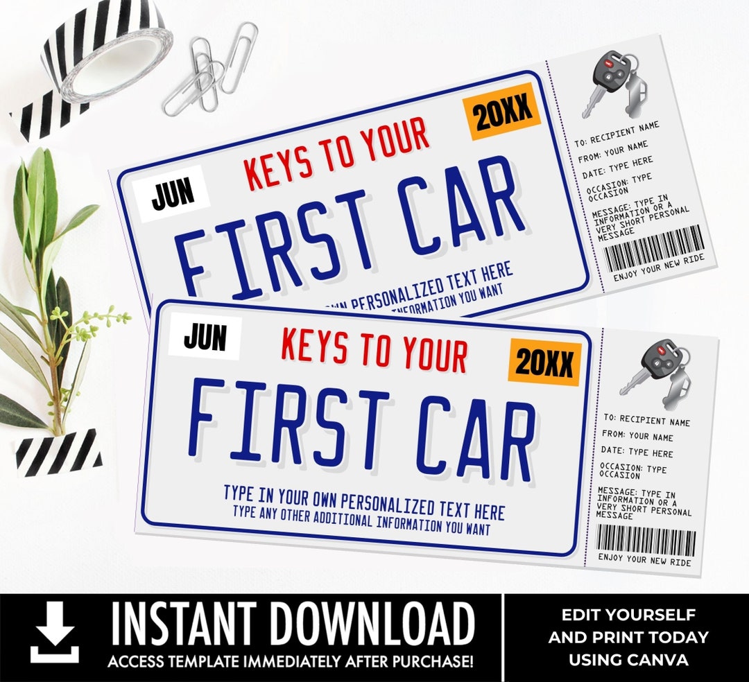 Surprise First Car Gift Voucher,license Plate Voucher,gift Reveal,gift ...