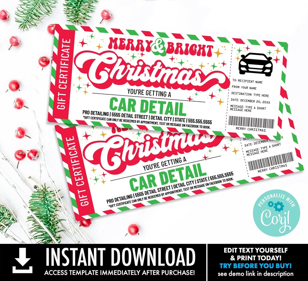 Christmas Car Detail Gift Certificate,car Detailing Surprise Gift ...