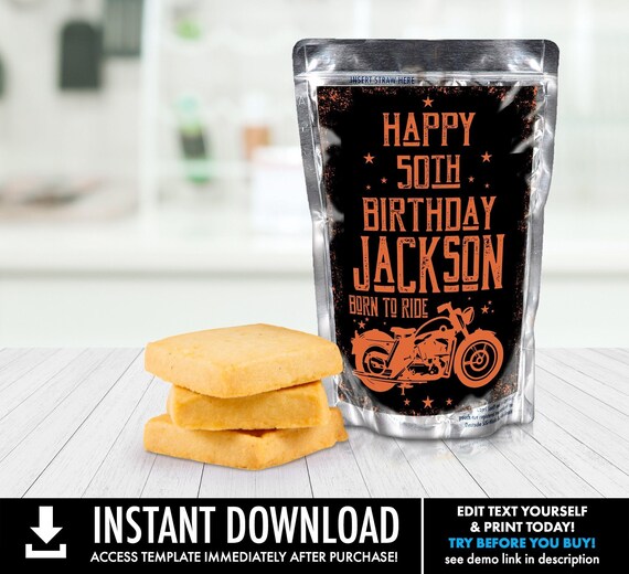 Motorcycle Birthday Party Capri Sun Label Born to Ride - Etsy