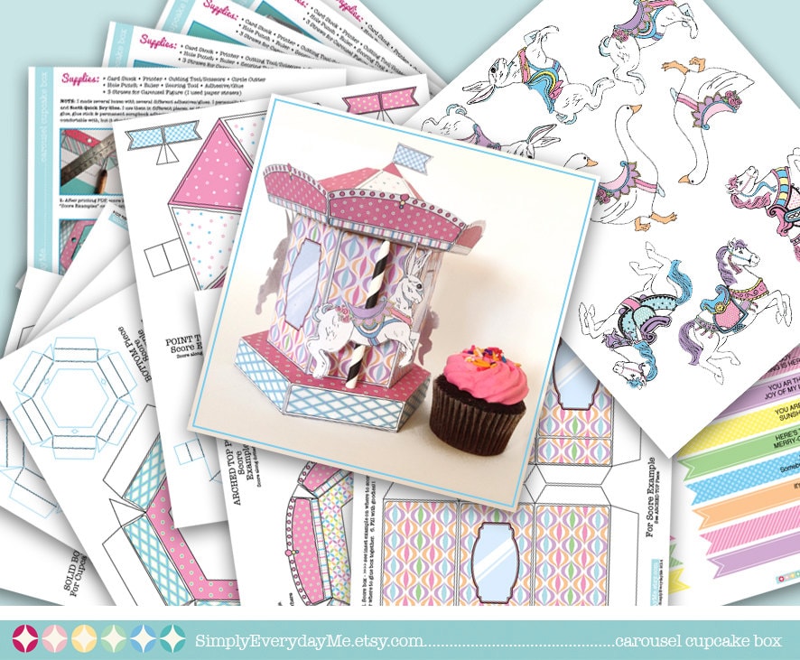 Carousel Merry Go Round Box - Cupcake Box, Gift Box, Party Favor or ...