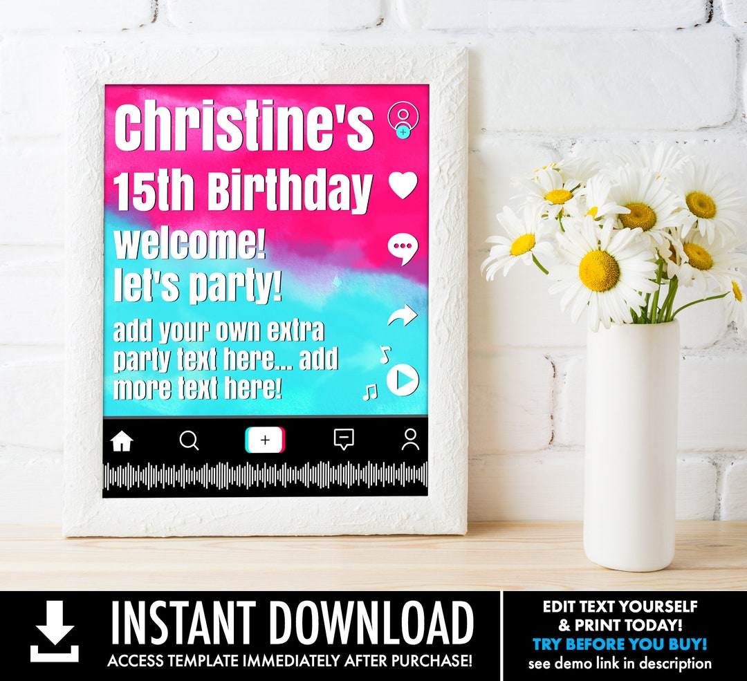 Social Media Party Sign 11x14 Party - Etsy