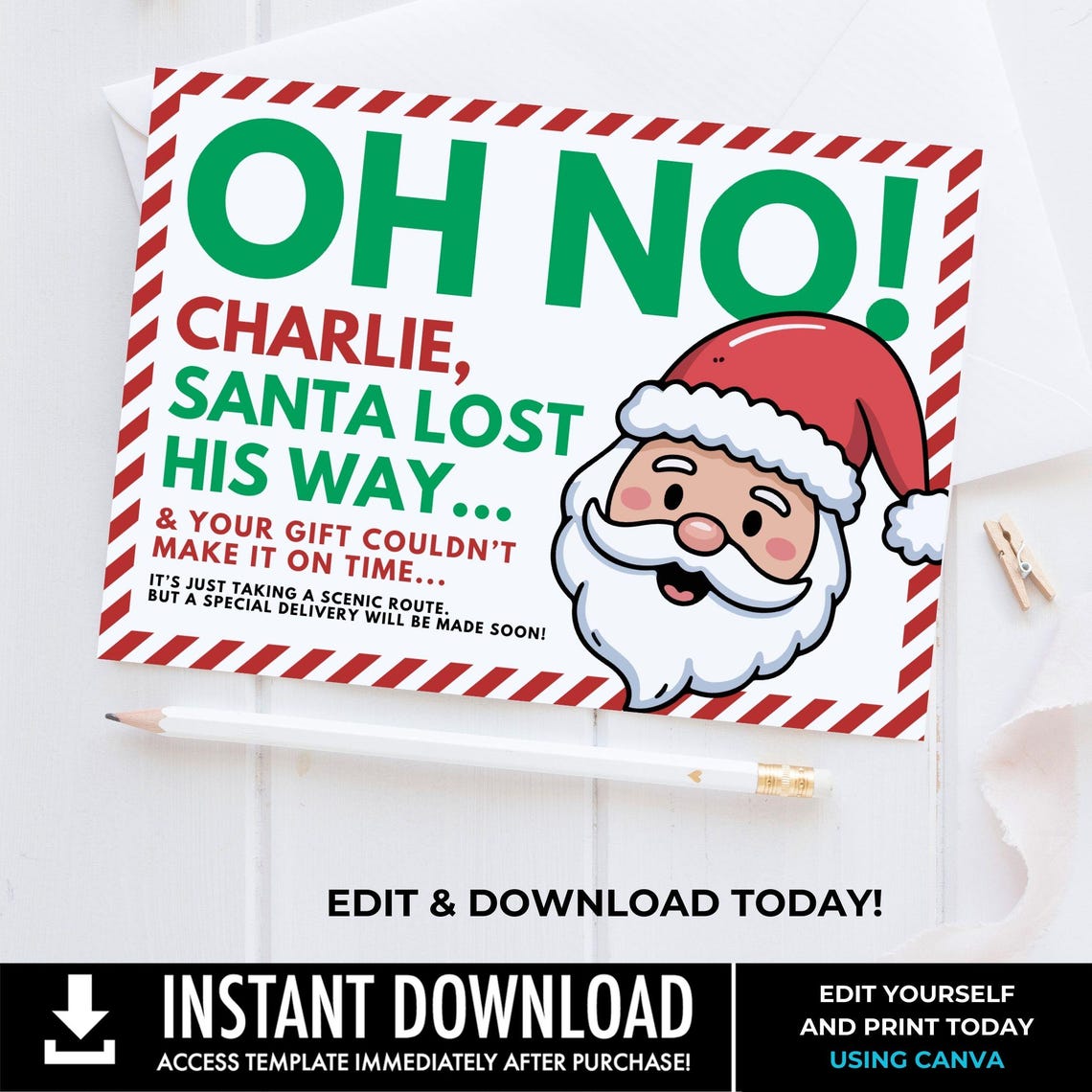 Late Christmas Gift Notice From Santa, Missing Gift Card, Delayed ...