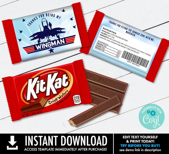Fighter Pilot Kit Kat Wrap/Label, Top Gun Birthday, Candy Wrap/Label ...