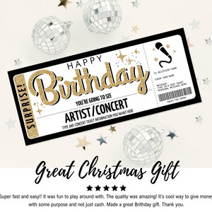 Birthday Concert Ticket Gift Certificate, Concert Surprise Gift Voucher ...