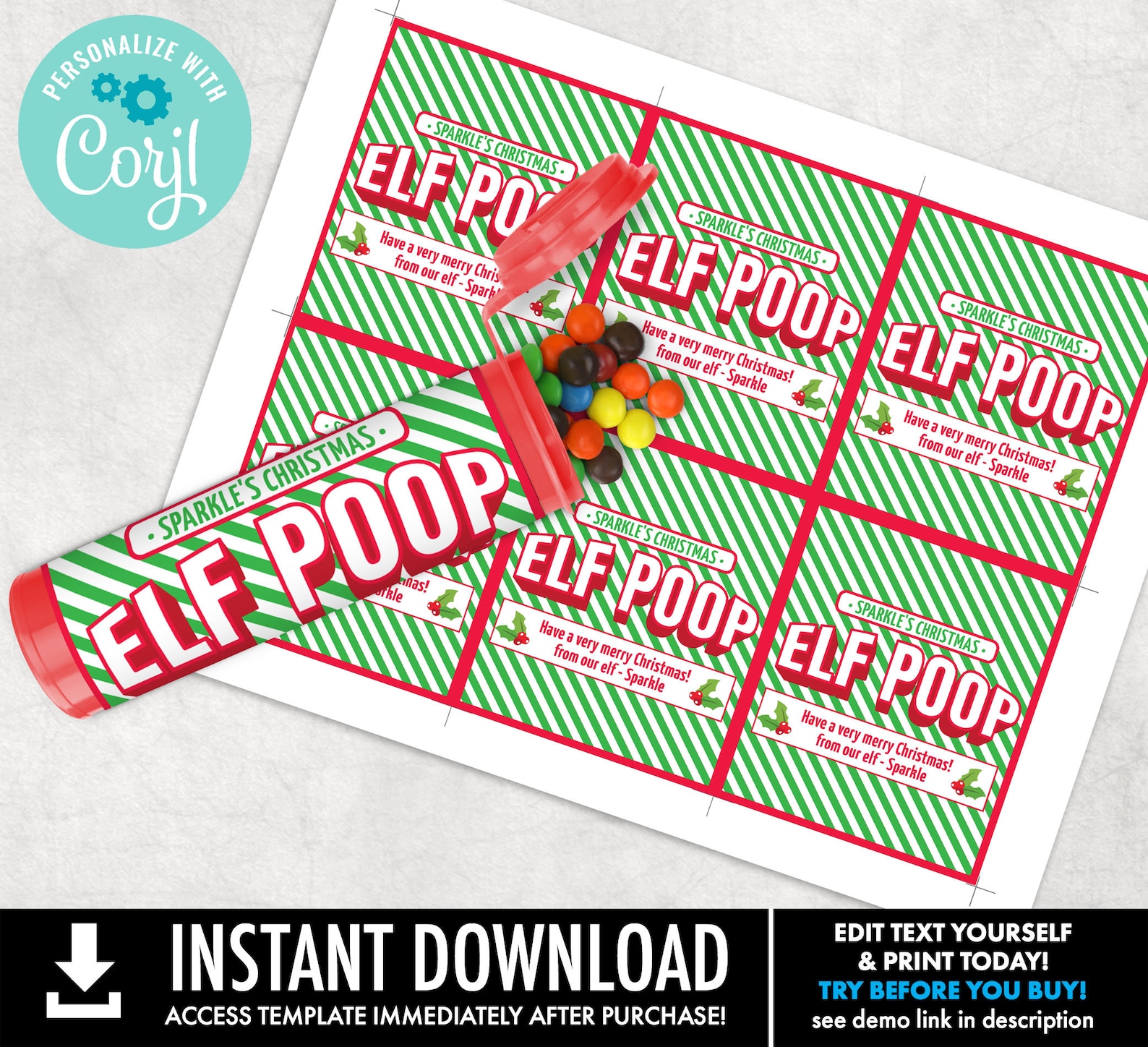 Elf Poop Mini M&m Tube Labelchristmas Party Favor Elf - Etsy