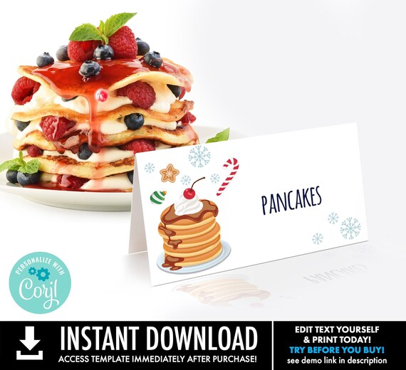 Pancakes and Pajamas Food Labels- Santa Breakfast Food Labels ...