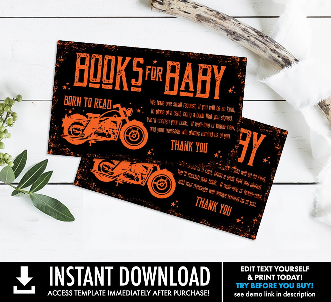 Motorcycle Baby Shower, Book for the Baby, Born to Ride Shower, Boy ...