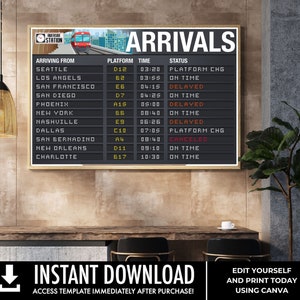 Train Party Arrival & Departure Terminal Signs, Train Terminal Signs ...