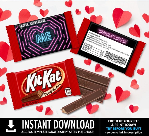 You Amaze Me Valentine Kit Kat Candy Wrap/Label - Valentine Maze Candy ...
