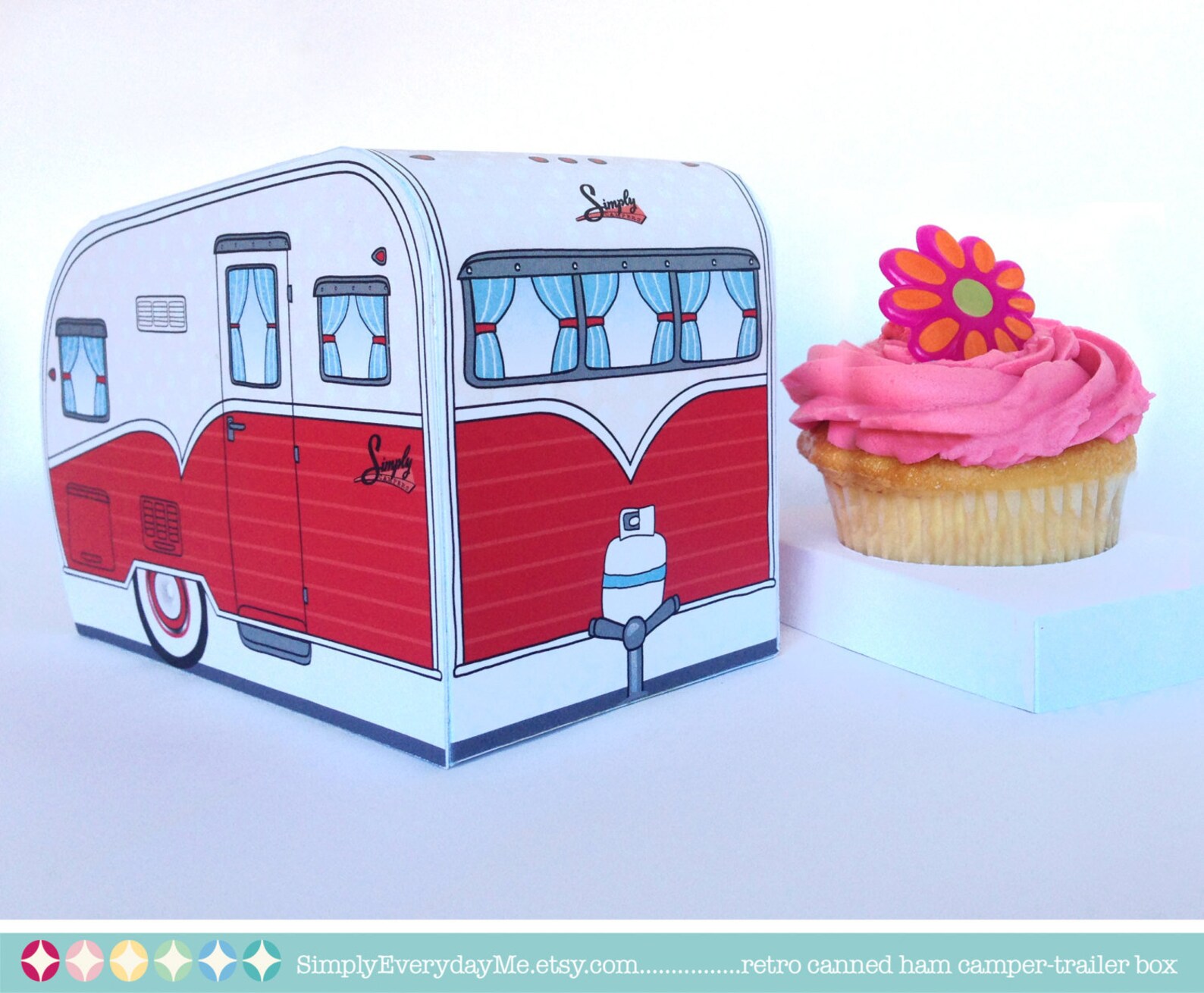 1950s RV Camper Trailer Box - Caravan Box, Cupcake Box, Gift Box, Favor ...