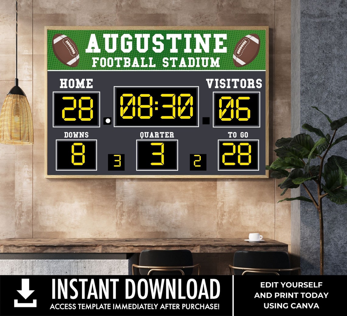 Football Scoreboard 48"x36" Party Sign/poster, Scoreboard Party Sign ...