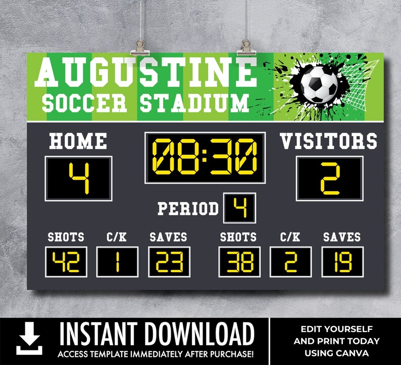 Soccer Scoreboard 36"x24" Poster/sign, Scoreboard Party Sign, Birthday ...