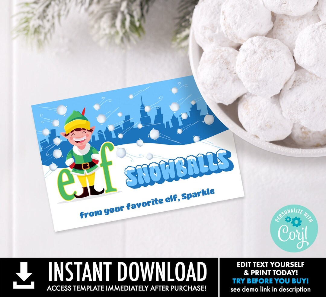 Elf Snowballs Label Elf Gift Elf Treat Christmas Elf - Etsy