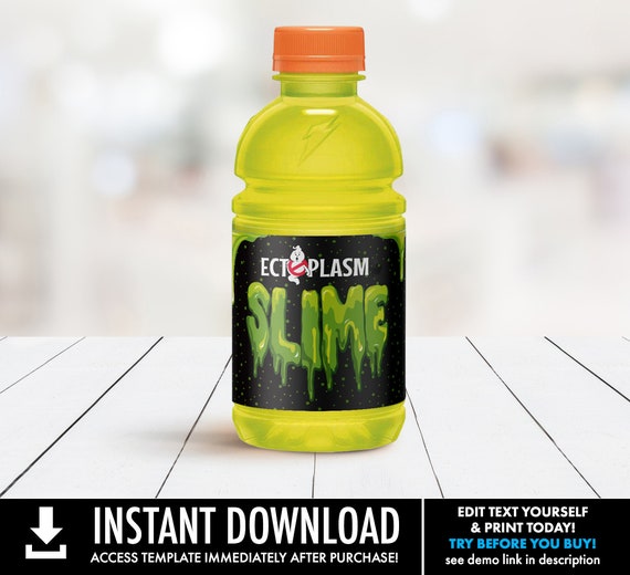 Slime Ectoplasma Party Bottle Wrappers -Slime,Sports Drink, ghost ...
