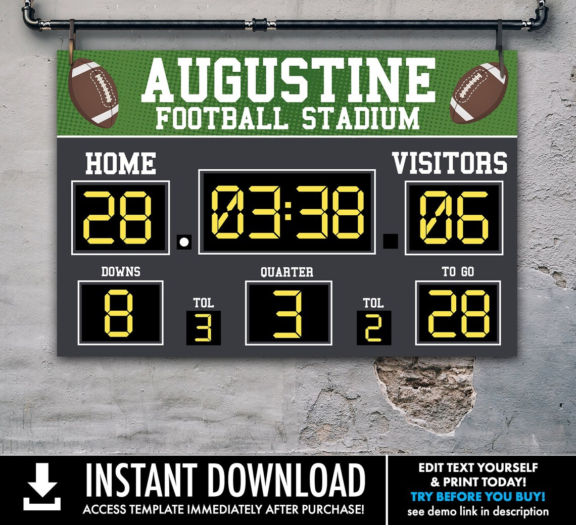 Football Scoreboard 36x24 Party Sign/poster | Etsy