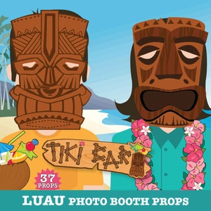 Hawaiian LUAU Photo Booth Props, Luau Props, Tropical Wedding, Shower ...