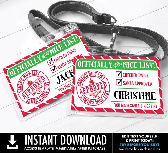 Santa's Nice List Badge - Elf Report, Santa's Workshop North Pole, Elf ...