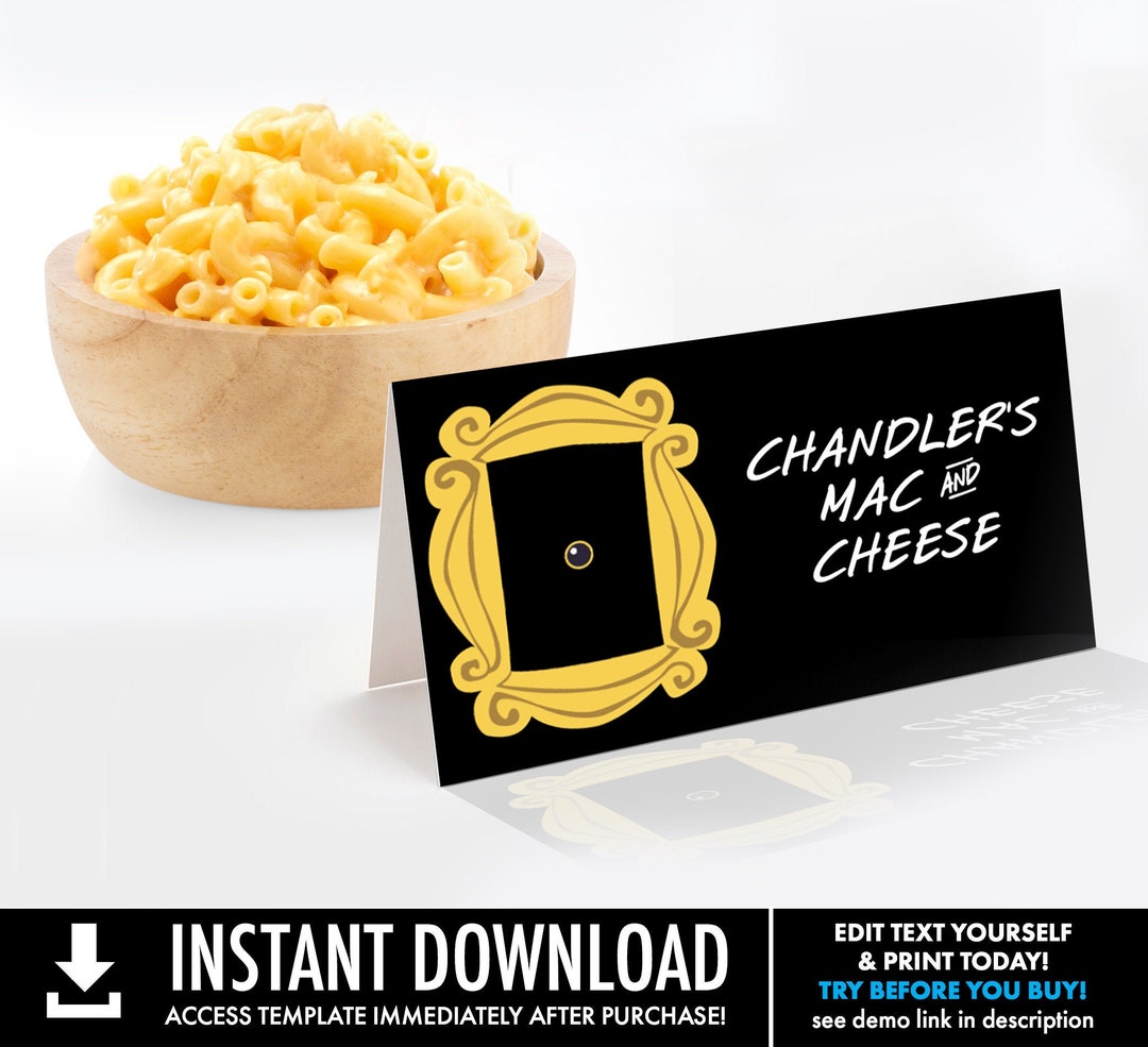 Friends Party Food Label Friends TV Show, Table Tents, Place Cards ...