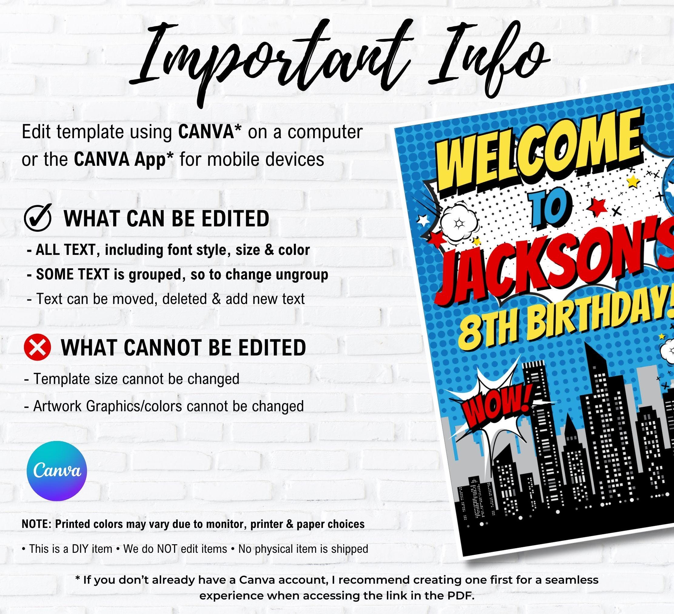 Superhero Welcome Sign, Superhero Birthday Party, Comic Book24x36 Sign ...
