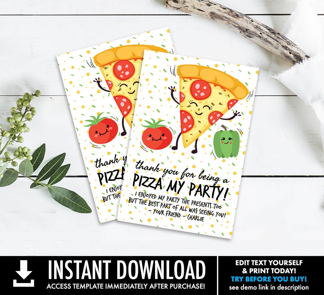 Pizza Party Thank You Cards - Pizza Party, Pizza Birthday | Self ...