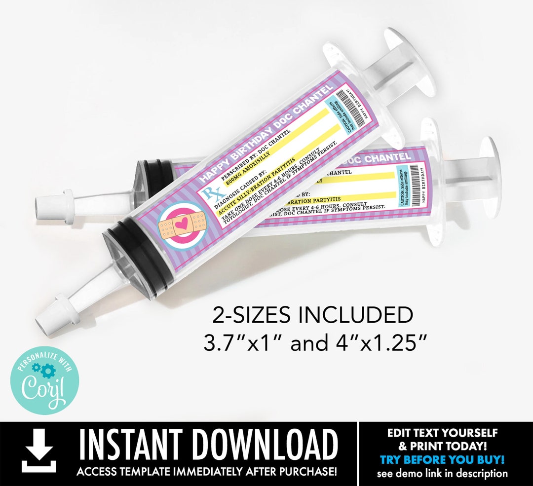Personalized Party Favors Syringe Labels Doctor/nurse Party - Etsy