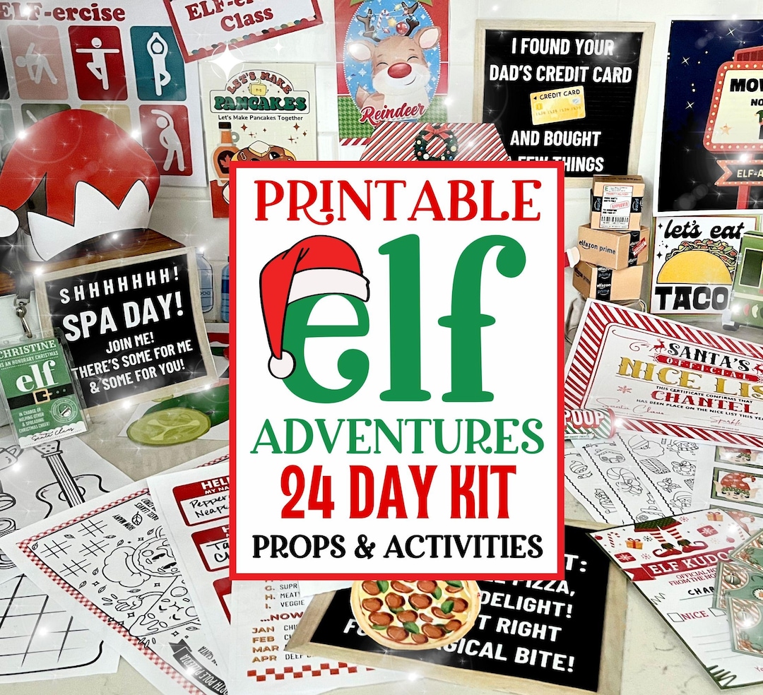 Elf Christmas Printable Kit, 24+ Day Bundle, Christmas Elf Props and ...