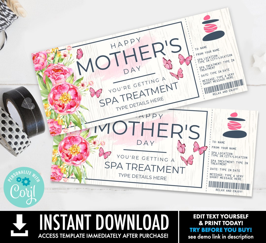 Mother's Day Spa Treatment Surprise Gift Voucher, Spa Day, Spa Gift ...