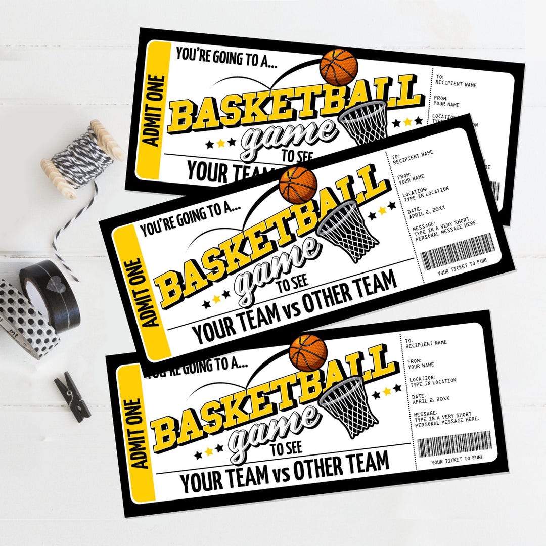 Basketball Ticket Gift Editable Template - Surprise Basketball Game ...