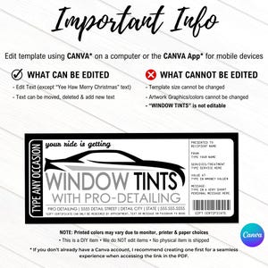 Car Window Tinting Gift Certificate, Window Tints Voucher, Surprise ...